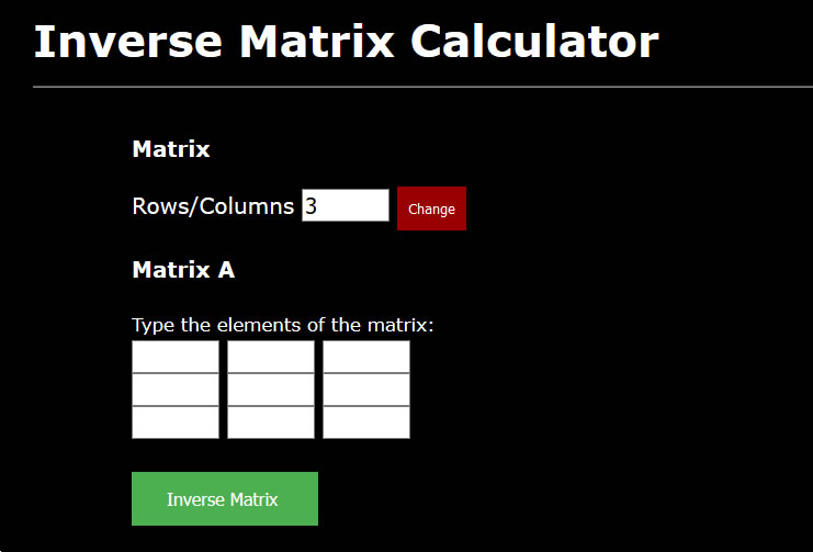 Online Inverse Matrix Calculator